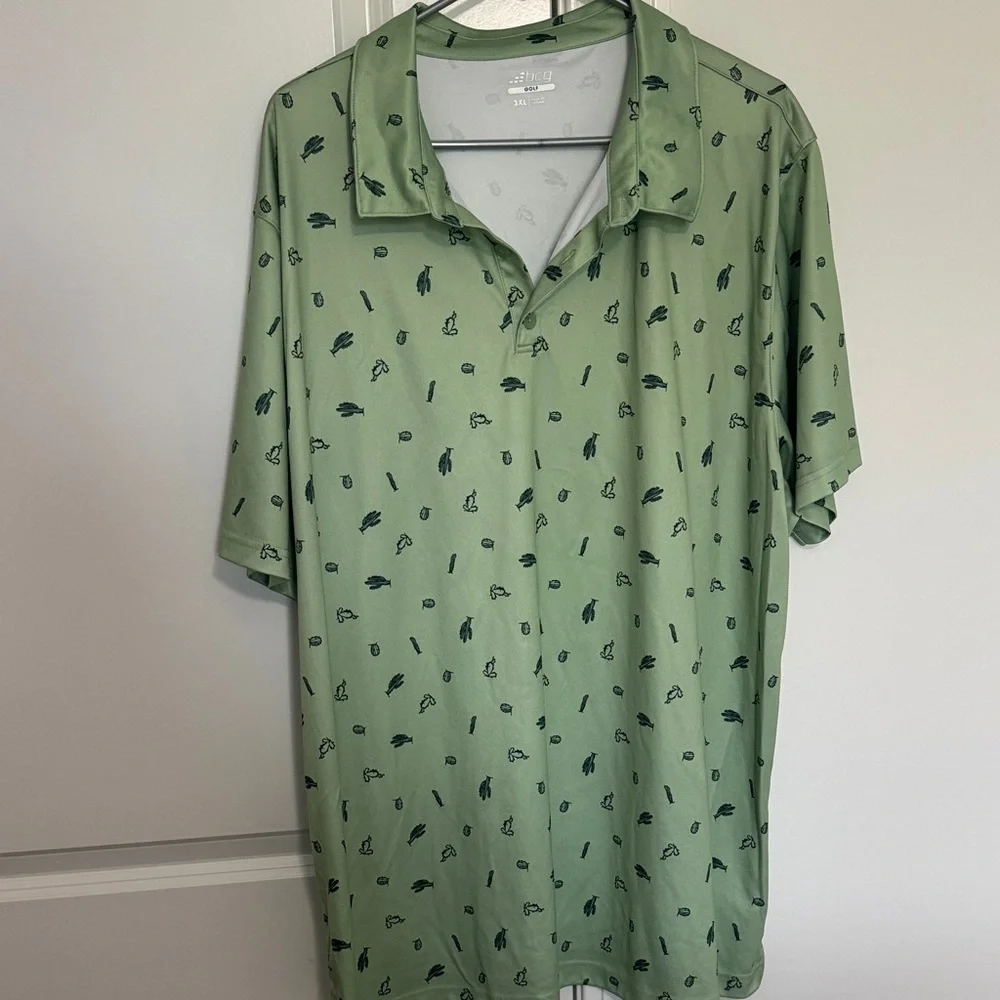 bcg | Shirts | Bcg Sage Green Polo With Cactus Print | Poshmark